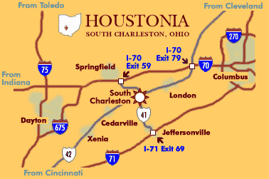 Directions & Maps to Houstonia Bed and Breakfast, S. Charleston, OH